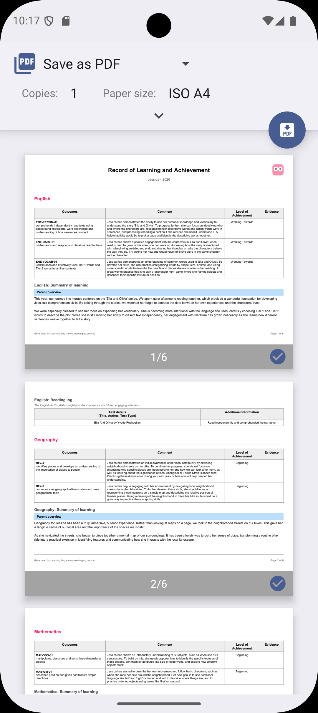 Learning Log — Your Homeschool Report, Done For You